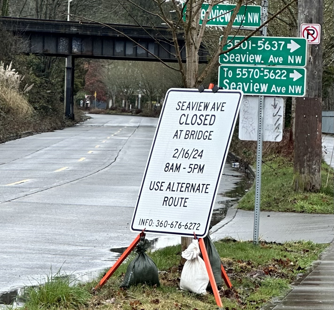 Seaview Ave Closed at Railroad Bridge 2/16/2024 8am-5pm | Shilshole Blog